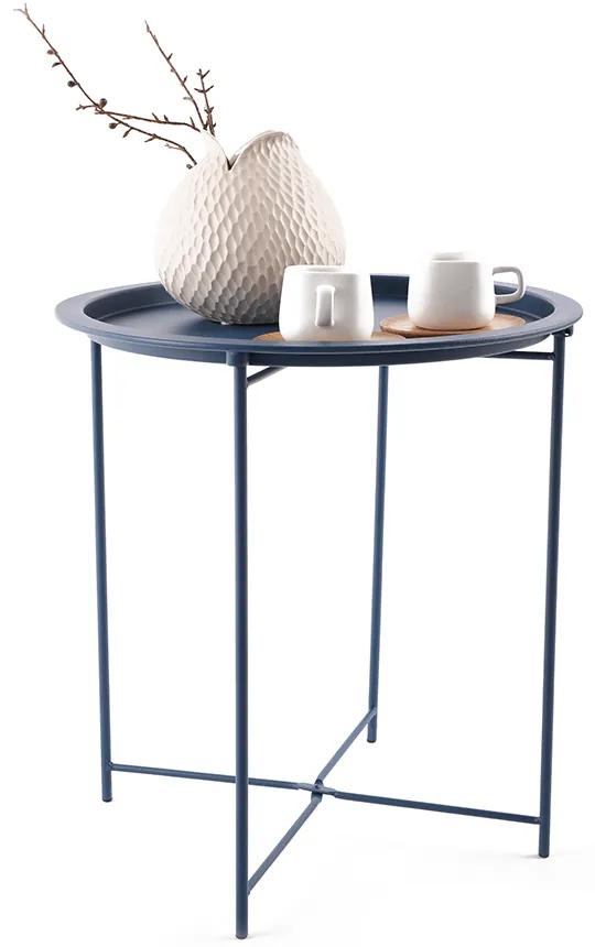 Příruční stolek RENDER s odnímatelným tácem, kov tmavě modrý lak