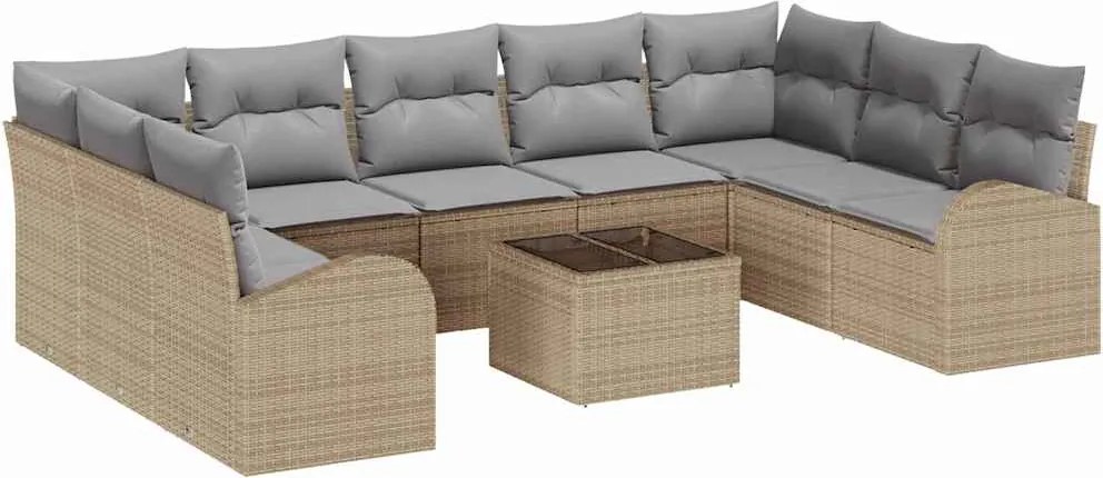 Sada zahradních pohovek 10 ks Beige a světle šedá polyratan 3354879