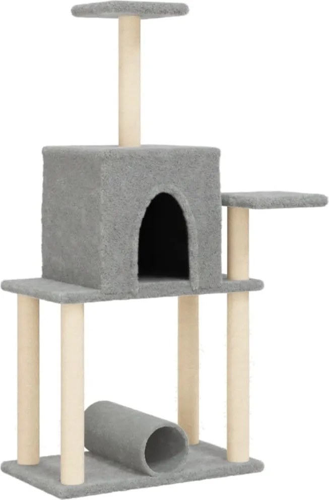 Škrabadlo pro kočky se sisalovými sloupky světle šedé 122 cm 172089
