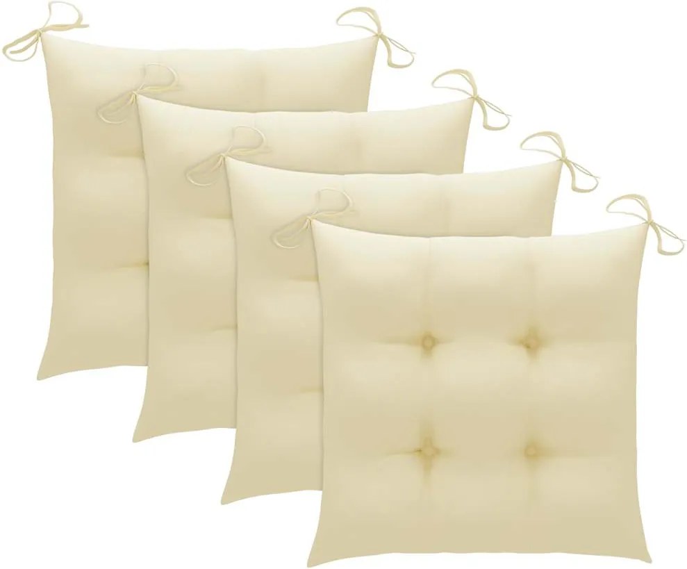 Skládací židle s krémově bílými polštáři, 3 ks, masivní teakové dřevo 3062531