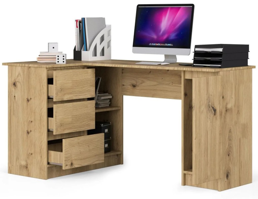 Počítačový stůl B20 155 cm, levá, dub artisan
