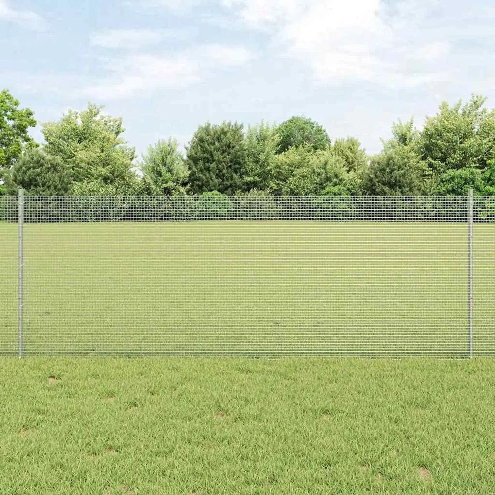 Svařovaná drátěná plotovina s tyčkami 10 x 0,8 m Stříbrná 3336321