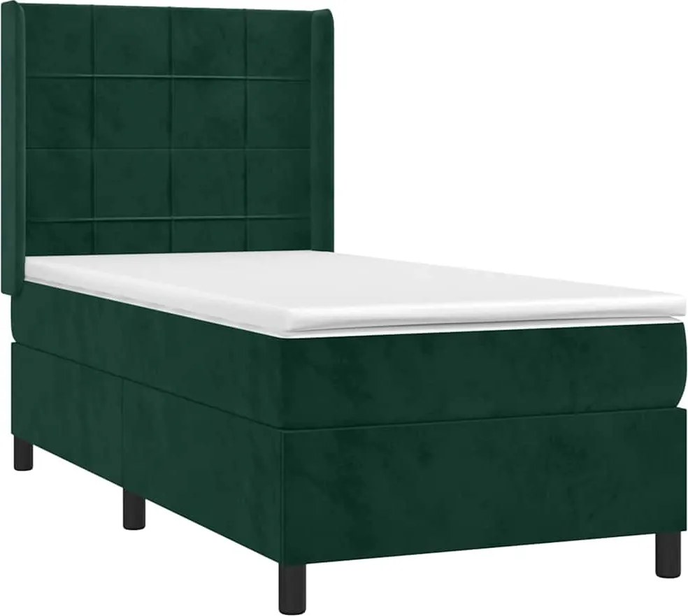 Box spring postel s matrací tmavě zelená 80 x 200 cm samet 3132648