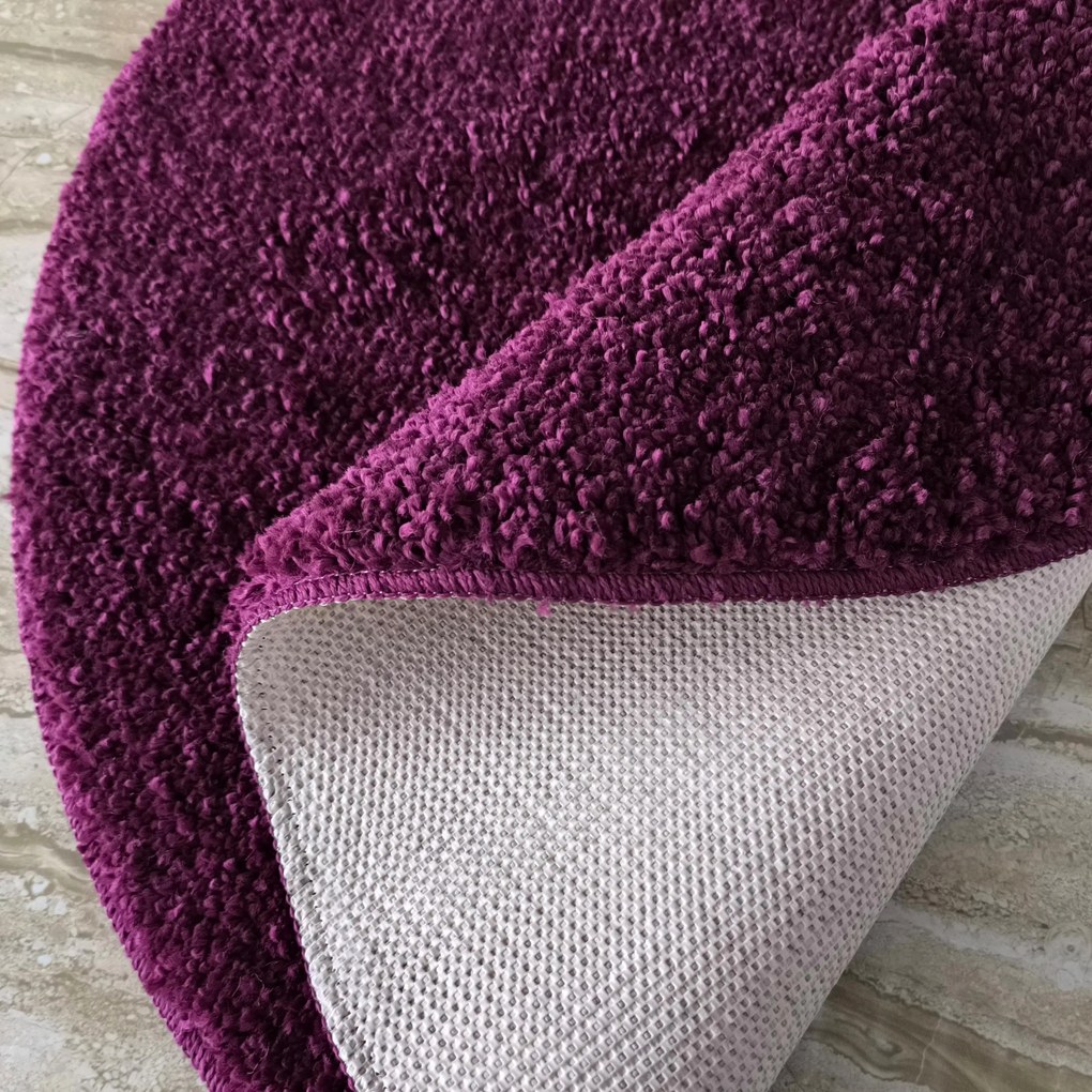 DY Kulatý fialový huňatý koberec Kamel Rozměr: 60 cm
