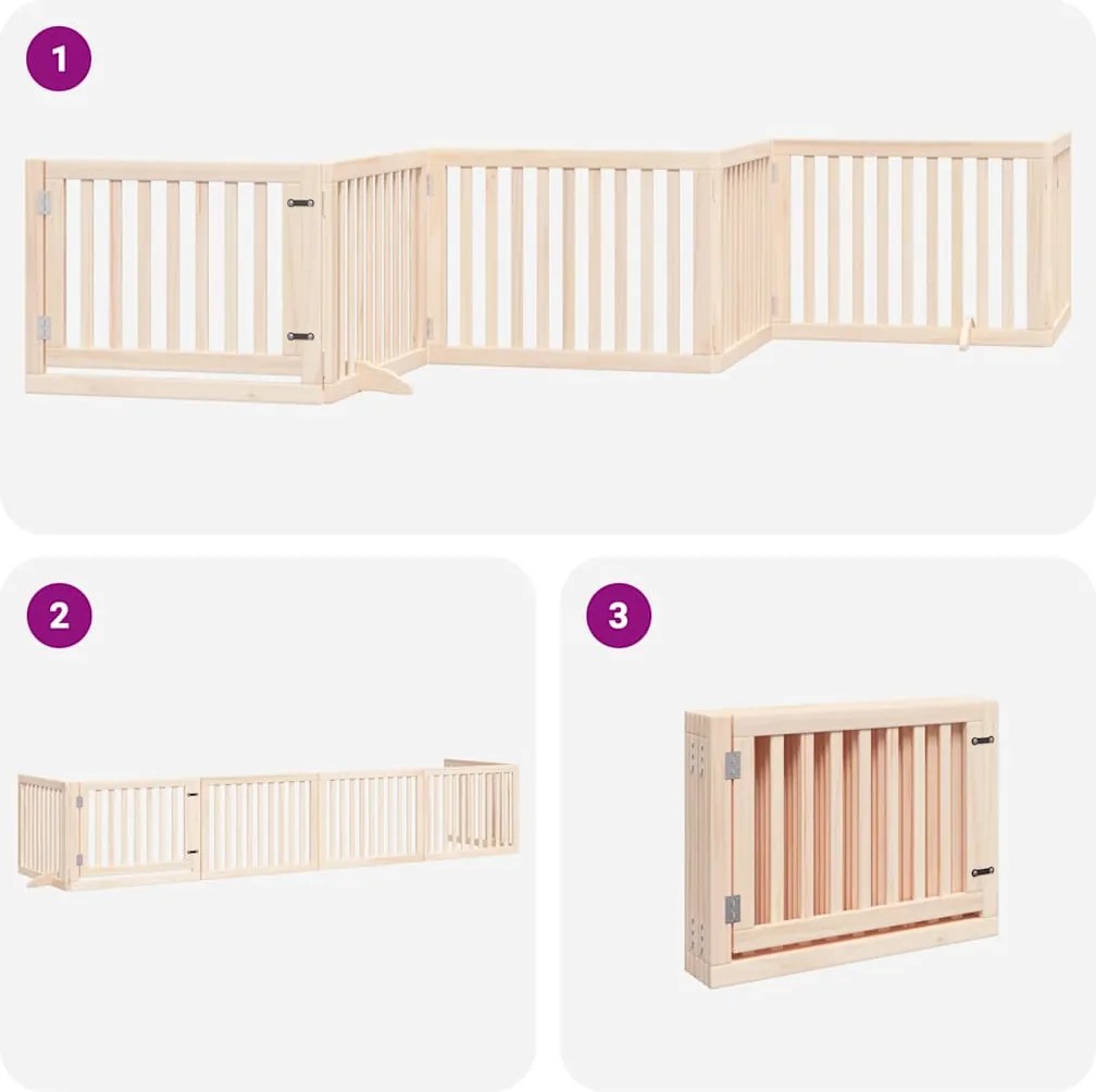 Zábrana pro psy s dvířky skládací 6 panelů 480 cm topol 3155665