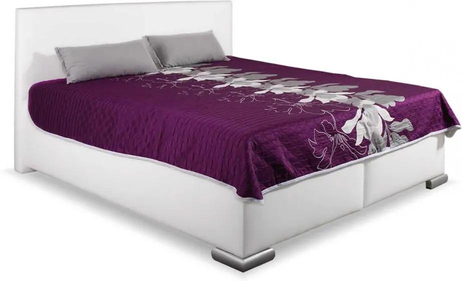 Zvýšená čalouněná postel s úložným prostorem MIA , 160x200 cm, Ekokůže bílá