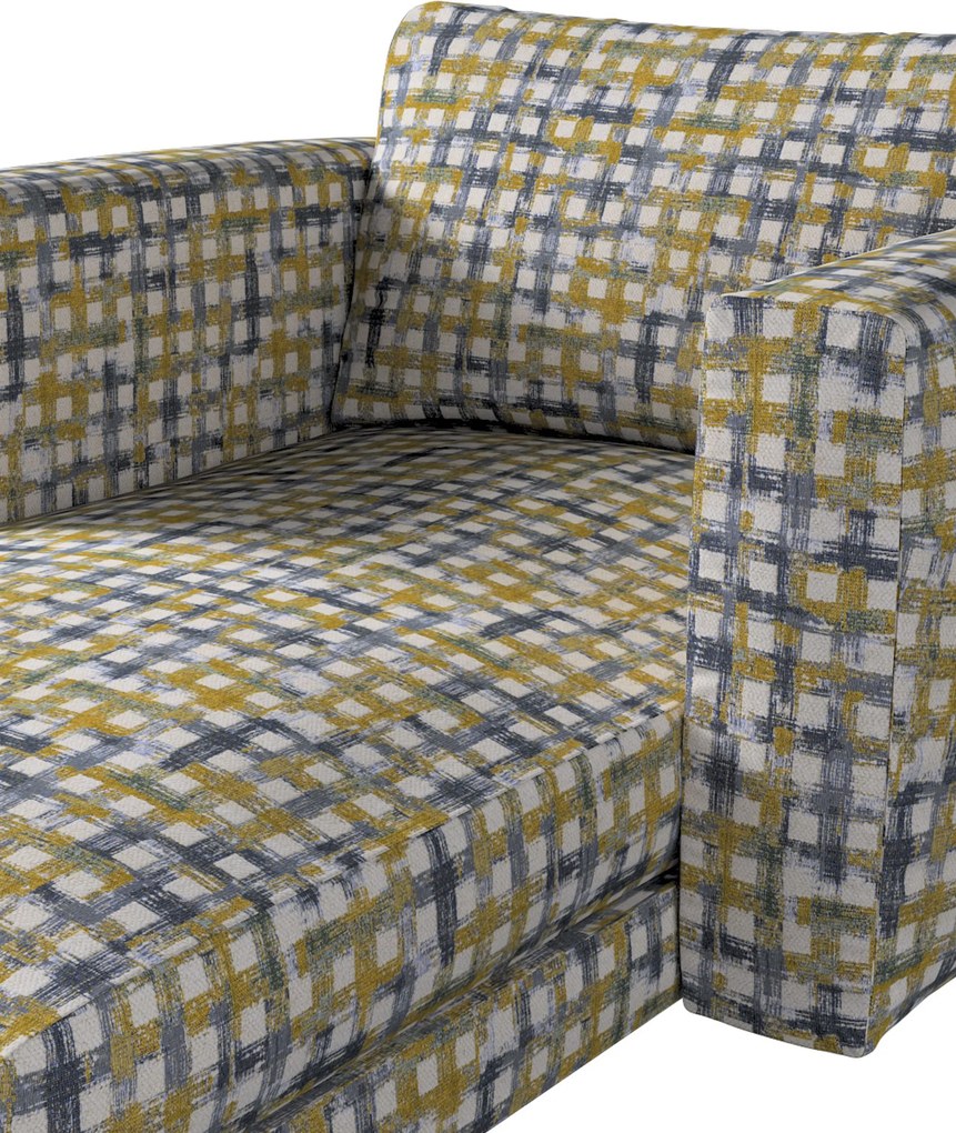 Potah na IKEA Norsborg šezlong s loketními opěrkami barva modrá látka pletený vzor, vzorované