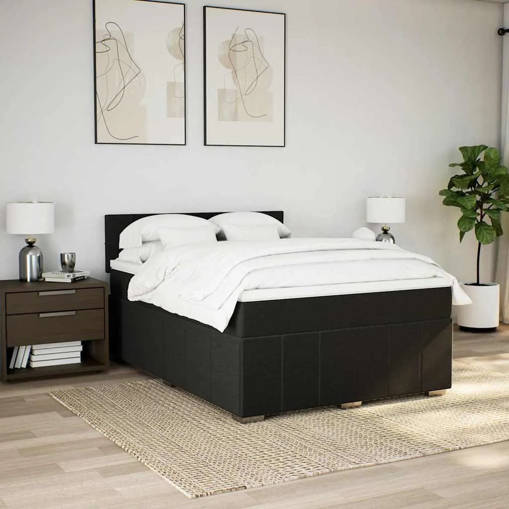 Box spring postel s matrací černá 140x200 cm textil 3287093