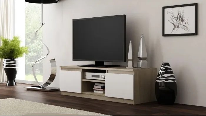 RTV stolek FLOWE 120 dub sonoma/bílá (120 x 36) cm