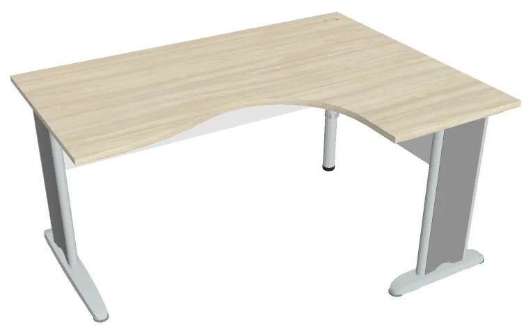 Stůl ergo vlna levý 160×120/80 cm - Hobis Cross CE 2005 L Dekor stolové desky: akát, Dekor lamino podnože: bílá, Barva nohou: Stříbrná