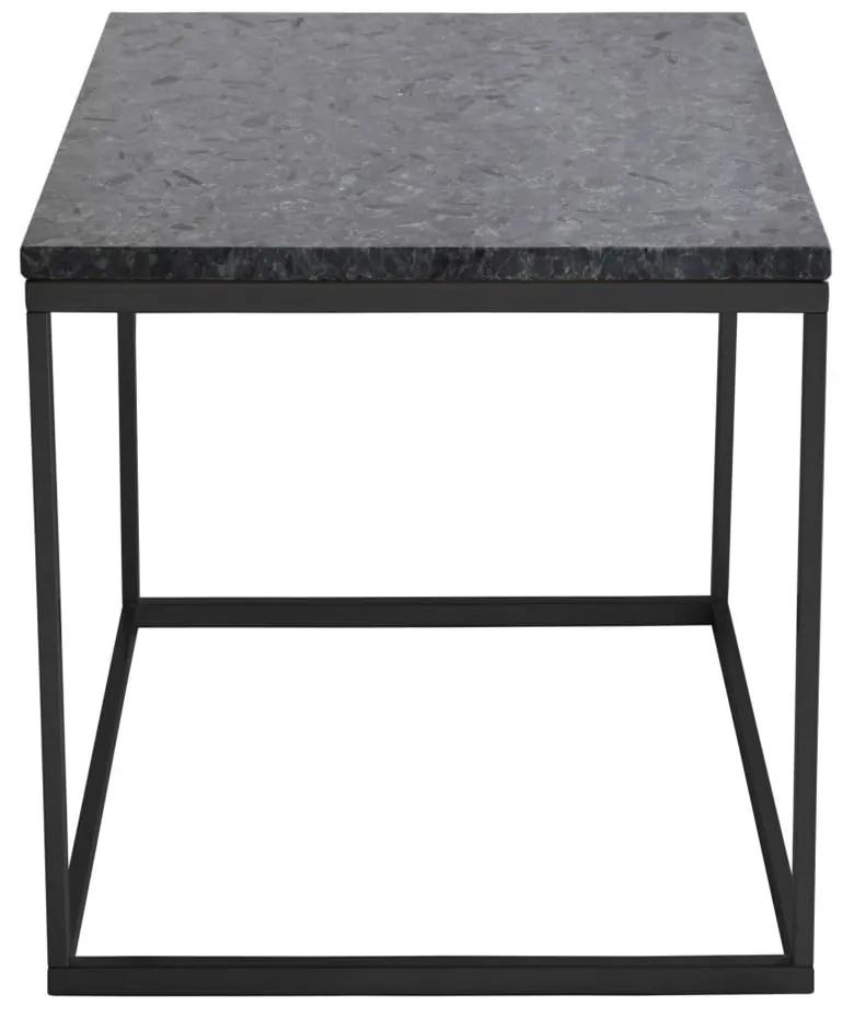 Černý žulový odkládací stolek s černým podnožím RGE Accent, šířka 50 cm