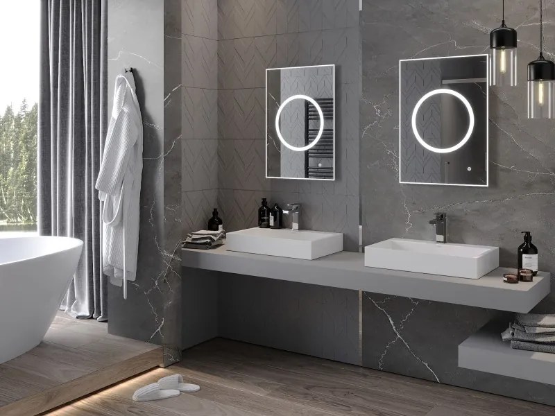 Mexen Koga osvětlené koupelnové zrcadlo 50 x 70 cm, LED 6000K, anti-pára - 9821-050-070-611-00