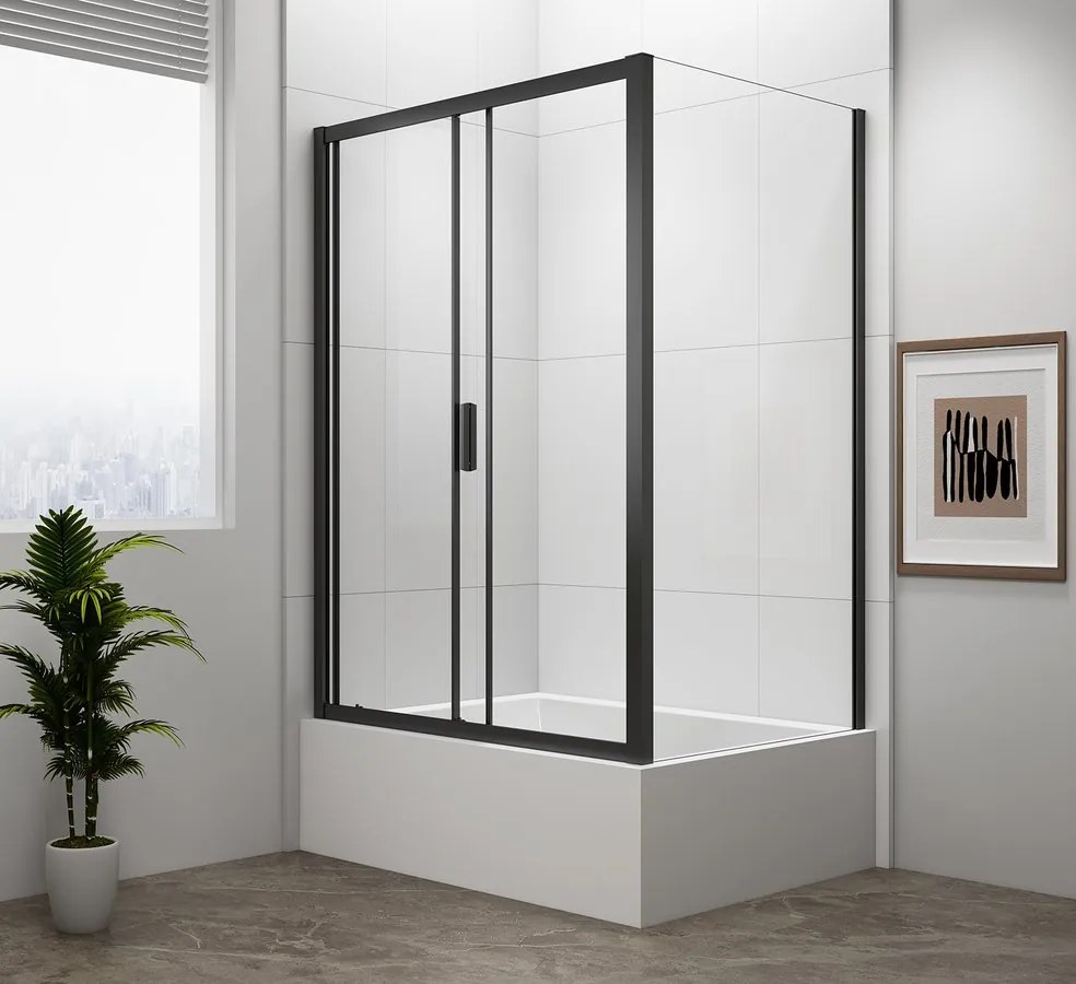 Polysan Polysan, DEEP BLACK obdélníková sprchová zástěna 1100x900mm L/P varianta, čiré sklo, MD1116B-02