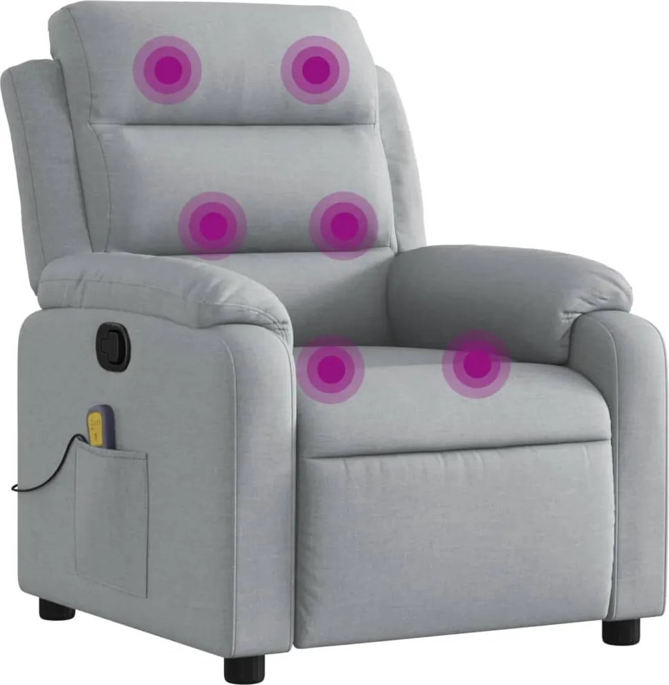 Masážní křeslo s polohovacím mechanismem, světle šedé, látkové 3205723