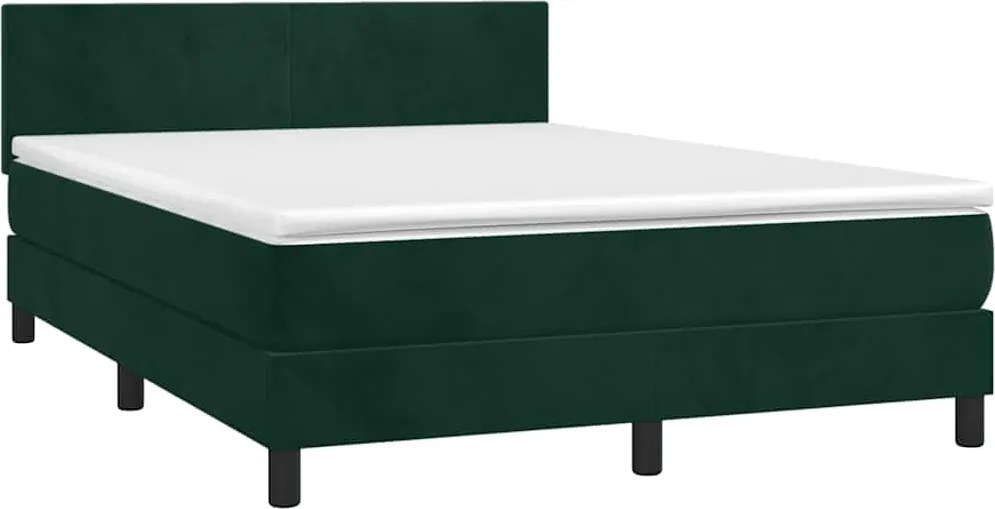 Box spring postel s matrací tmavě zelená 140x190 cm samet 3141182