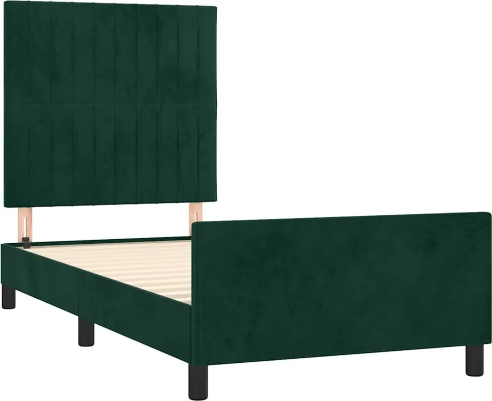 Rám postele bez matrace tmavě zelená 90 x 200 cm samet 3125858