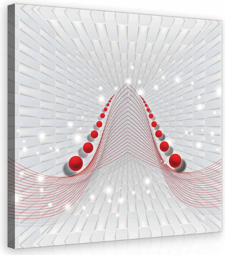 Obraz 80x80 Geometrický tanec červené a bílé barvy v moderním interiéru