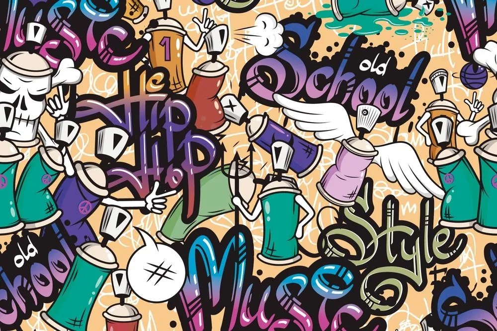 Tapeta street art music style - 225x150 cm