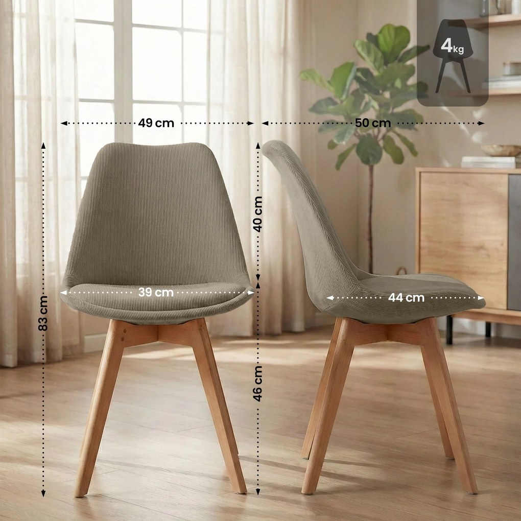 Sada 4 ks židle Linares manšestr – taupe