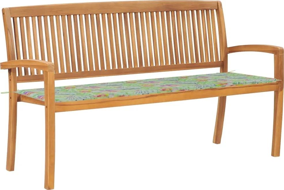 vidaXL Stohovatelná zahradní lavice s poduškou 159 cm masivní teak [3063316] Barva: Jasně zelená