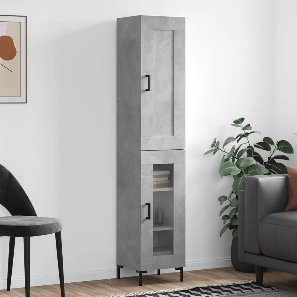 Skříň highboard betonově šedá 34,5x34x180 cm kompozitní dřevo