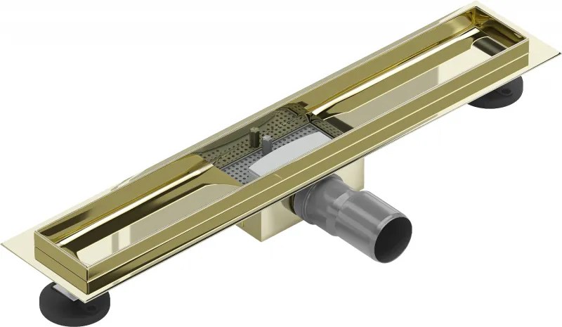Mexen Flat nerezový sprchový žlab 60 cm - tělo žlabu bez krytu, zlatá, 1515060