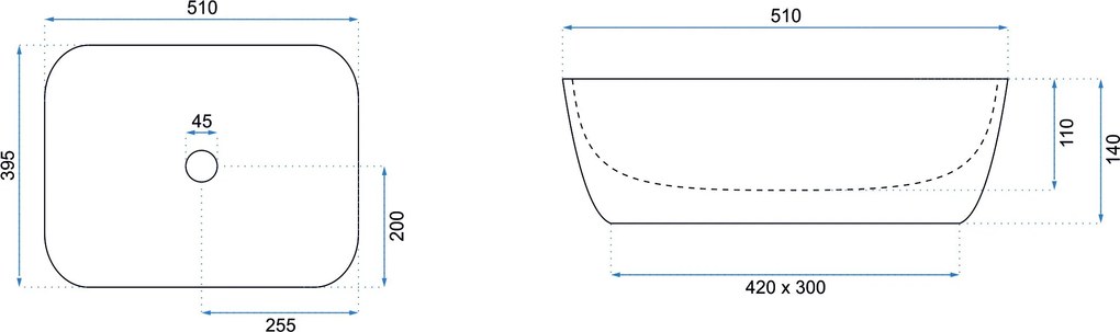 Rea Freja umyvadlo na desku, 51 x 40 cm, béžová, REA-U6647