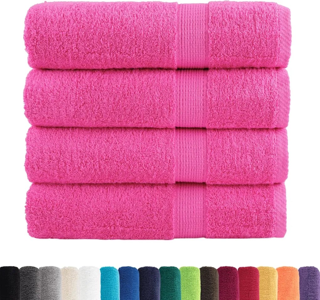 Premium ručníky SOLUND 4 ks růžové 70 x 140 cm 600 g/m² 137525