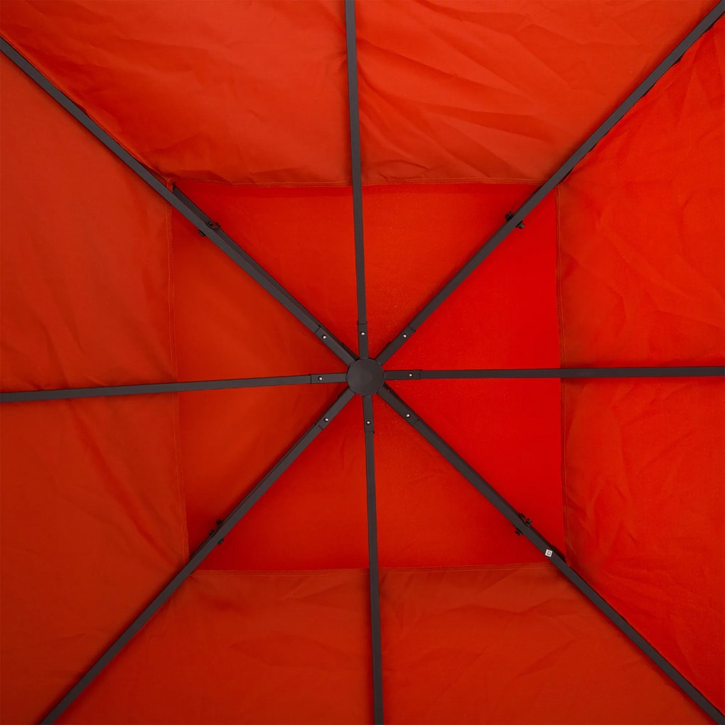 Outsunny náhradní střecha pro kovový altán 3x3m zahradní altán rezavě červený polyester, odolný proti povětrnostním vlivům