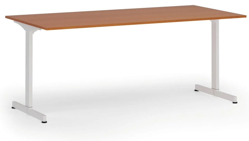 Kancelářský stůl PRIMO BETA, 180x90 cm, bílá podnož, třešeň