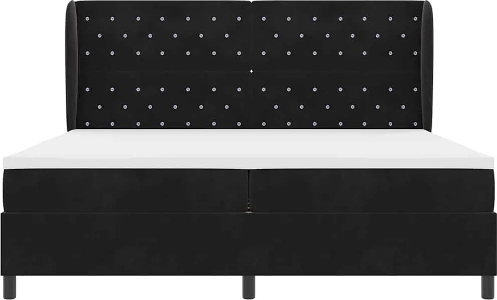 Postel s boxspringem s matrací s čelo Černý 200 x 200 cm samet 3340894