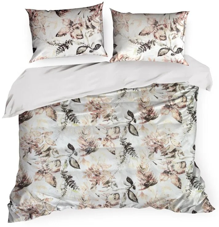 Design 91 Ložní prádlo z mikrovlákna 220x200 Ariana bílá béžová šedá listy D91 A