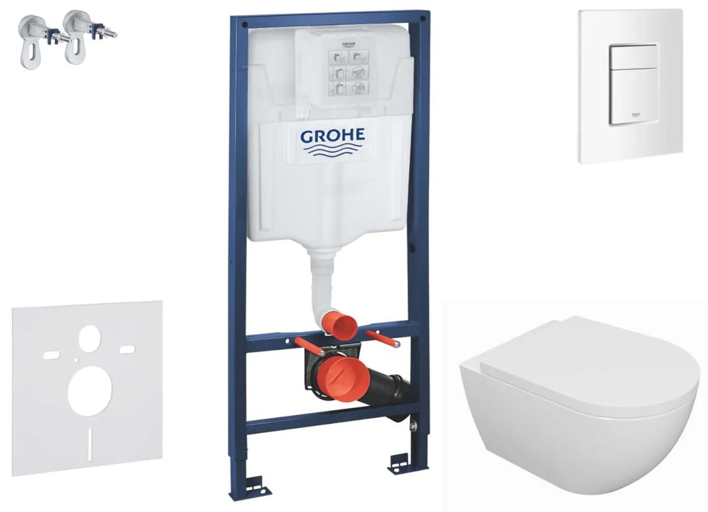 Grohe Rapid SL - Set předstěnové instalace, klozetu Oudee a sedátka softclose, tlačítko Skate Cosmopolitan, alpská bílá SANI11BA3100