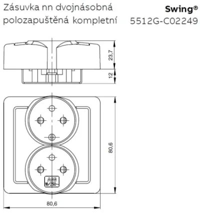 ABB Swing dvojzásuvka hnědá 5512G-C02249 H1 polozapuštěná