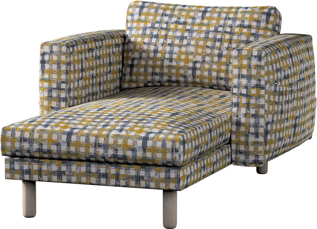 Potah na IKEA Norsborg šezlong s loketními opěrkami barva modrá látka pletený vzor, vzorované