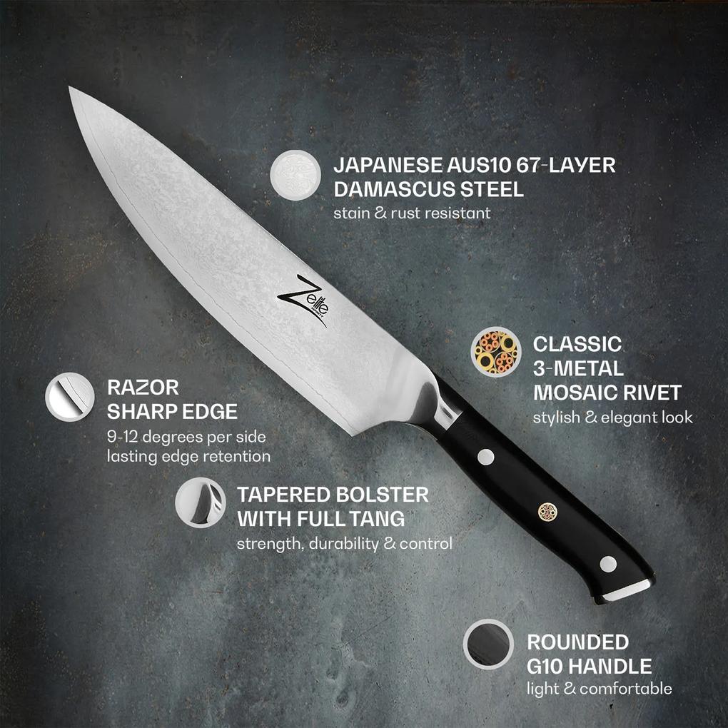 Alpha-Royal Japanese Series, 8" nůž šéfkuchaře, damašková ocel