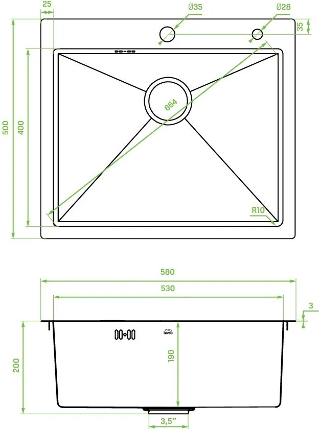 Laveo Malawi, 1-komorový nerezový dřez 580x500x200 mm s kuchyňskou baterií s připojením na filtr vody, grafitová, LAV-SLMA510F
