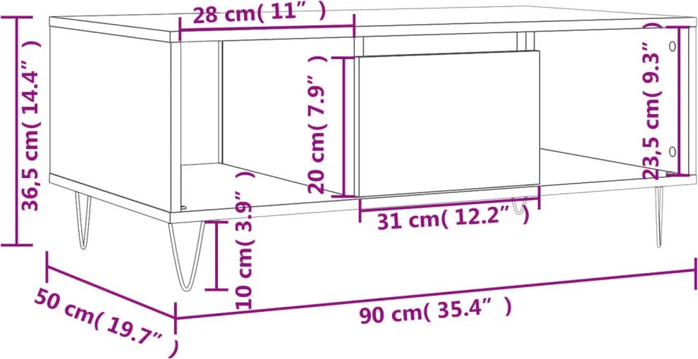 vidaXL Konferenční stolek 90x50x36,5 cm kompozitní dřevo [830590] Barva: Černá