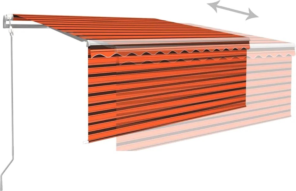 Automatická markýza roleta LED senzor větru 3,5x2,5 m oranžová 3069295