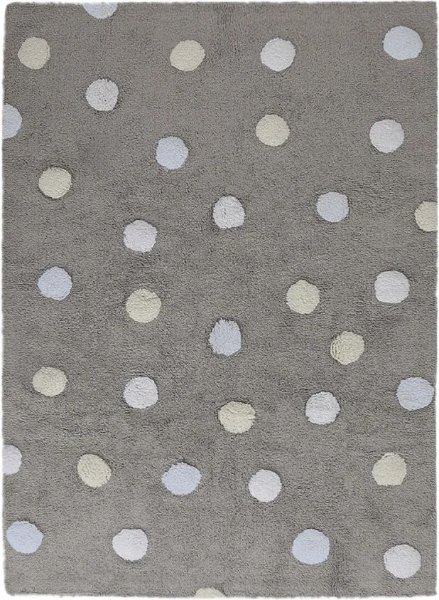 Hans Home | Bio koberec kusový, ručně tkaný Tricolor Polka Dots Grey-Blue