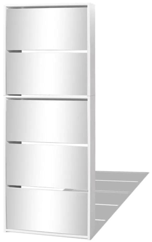 Botník pětipatrový, zrcadlový, bílý 63x17x169,5 cm - Default Title