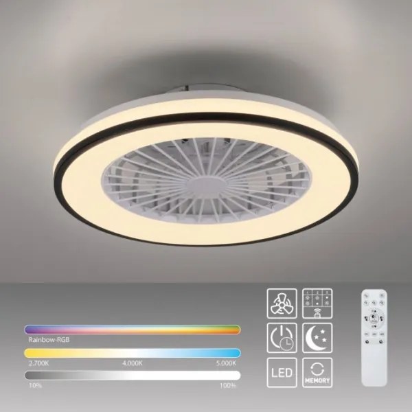 JUST LIGHT. 14447-18 - LED RGBW Stm stropní ventilátor LENO LED/44W/230V + DO