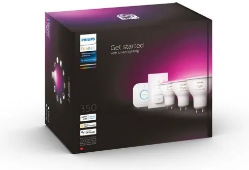 Propojovací zařízení Philips Hue BRIDGE a 3 ks LED žárovek GU10 4,3W (50W) White and Color Ambiance (2000-6500K/RGB) stmívatelné
