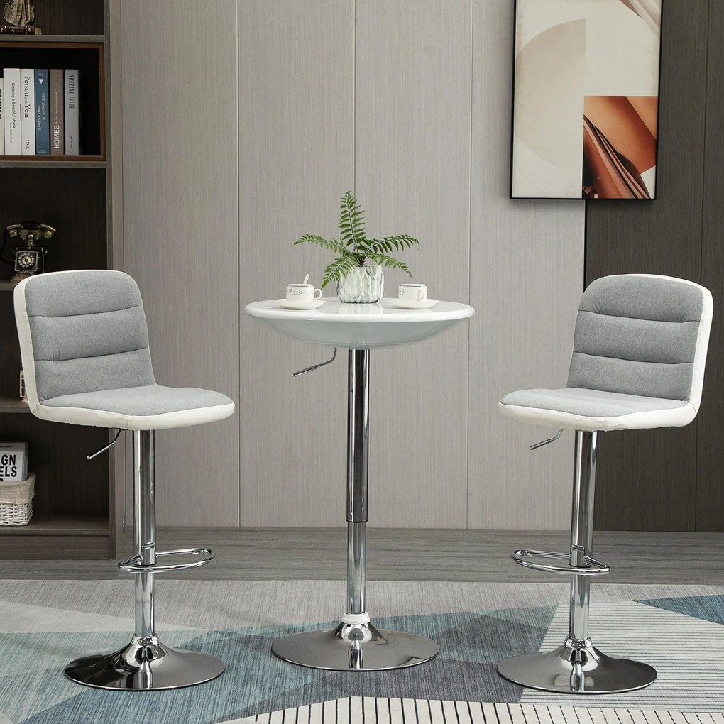 HOMCOM Barový stůl moderní jídelní stůl výškově nastavitelný kovový ABS lakovaný bílá Ø61 x 76-97 cm do kuchyně a obývacího pokoje