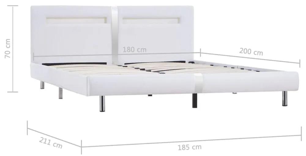 Petromila Rám postele s LED světlem bílý umělá kůže 180 x 200 cm
