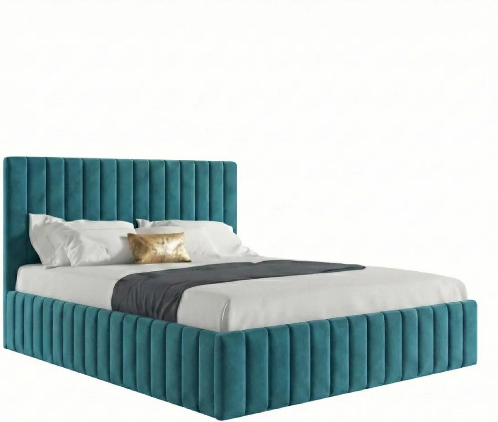 Eka Čalouněná postel INTIMA 180x200 cm Barva látky Trinity: Krémově bíla (Trinity 2301), Úložný prostor: S dřevěným rámem úložného prostoru