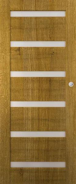 posuvné interiérové dveře do pouzdra EVORA model 5 Průchozí rozměr: 70 x 197 cm, Orientace dveří: Levé dveře, Dekor: Dub sonoma