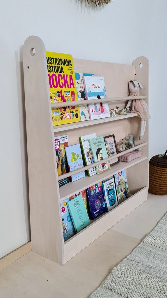 Wood Luck Dětský Montessori regál se 3 prostornými policemi BOOKWORM přírodní