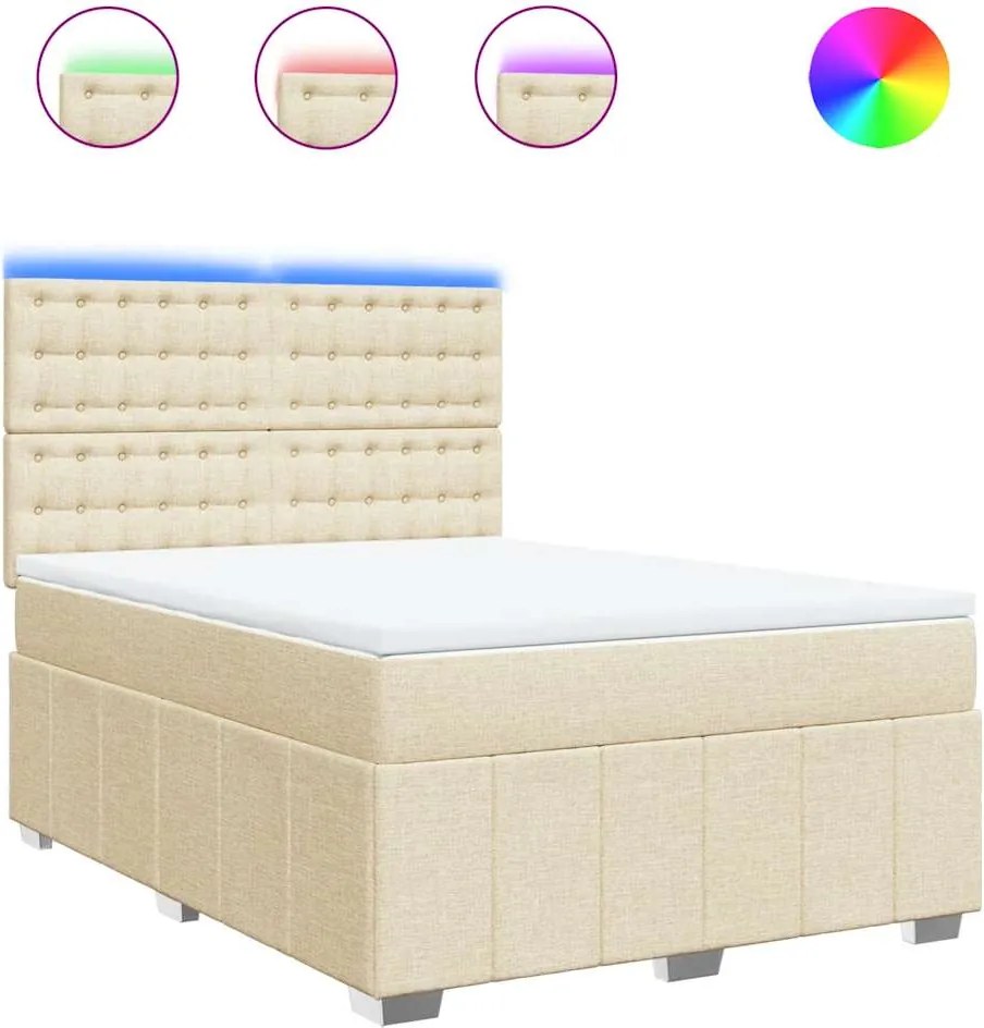 Box spring postel s matrací krémová 140x190 cm textil 3293982