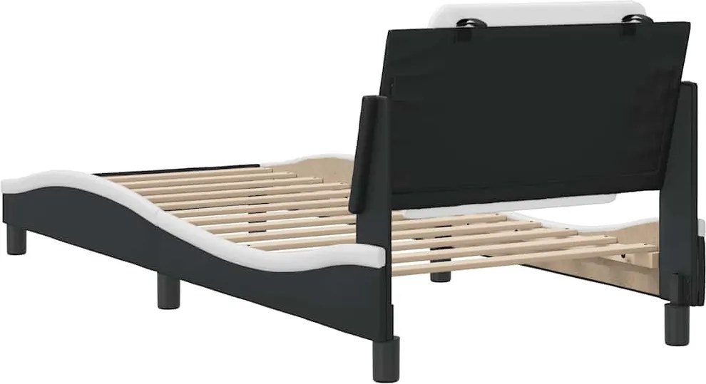 Rám postele bez matrace Zadar černý a bílý 90 x 200 cm umělá kůže 3208161